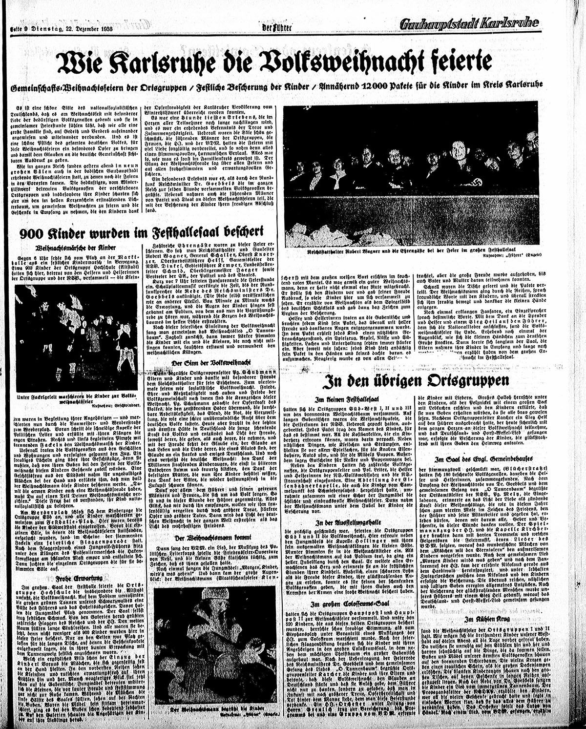 „Wie Karlsruhe die Volksweihnacht feierte“ – Nationalsozialistischer ...
